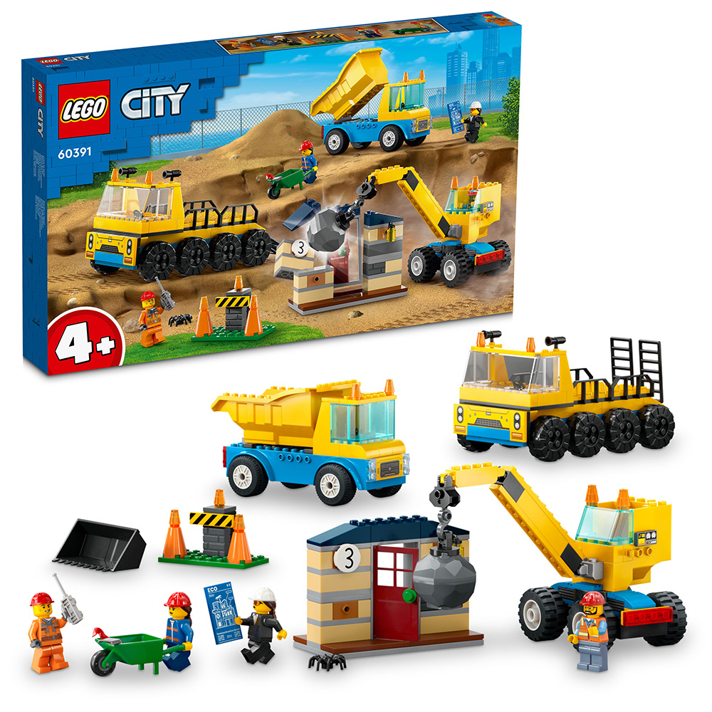 LEGO City 60391 - Ringo Leker - Anleggsmaskiner og kran med rivningskule